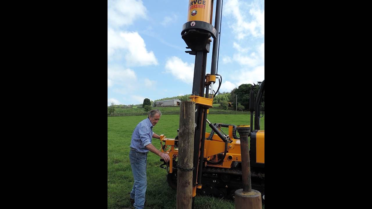 Bryce Suma HD18 Post driver pulling a post out! - YouTube