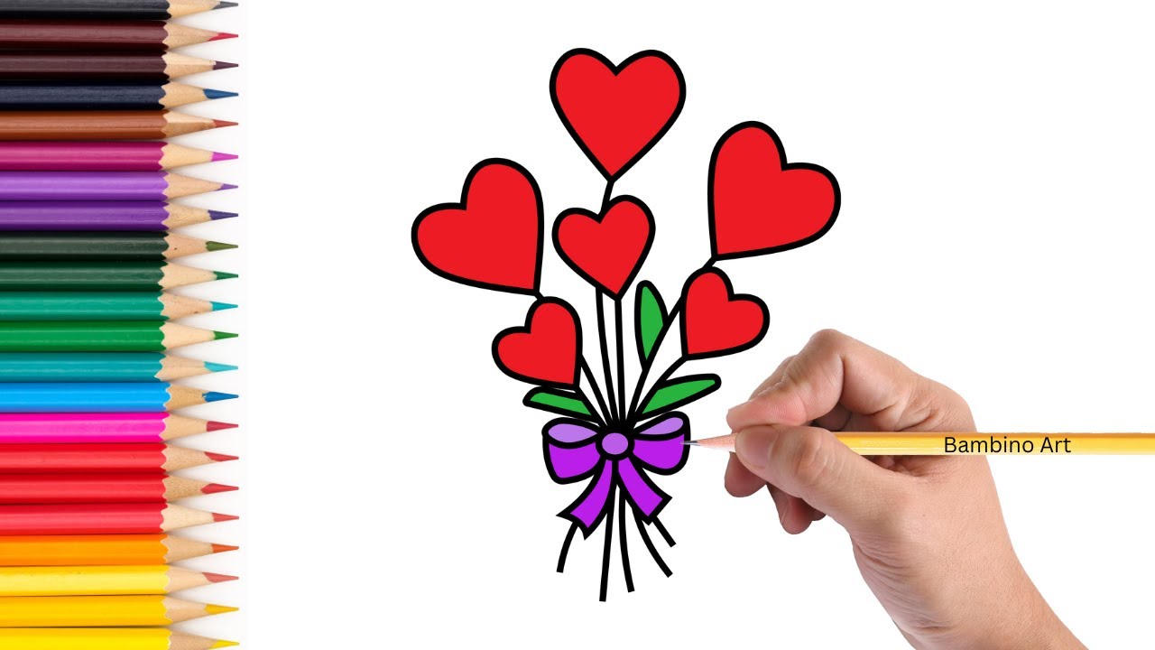 How to draw Love Bouquet step by step | Valentine's Day drawing ...