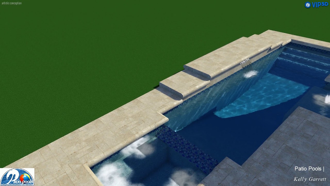 Rectangle Swimming Pool & Spa with Sheer Descent by Patio Pools - YouTube