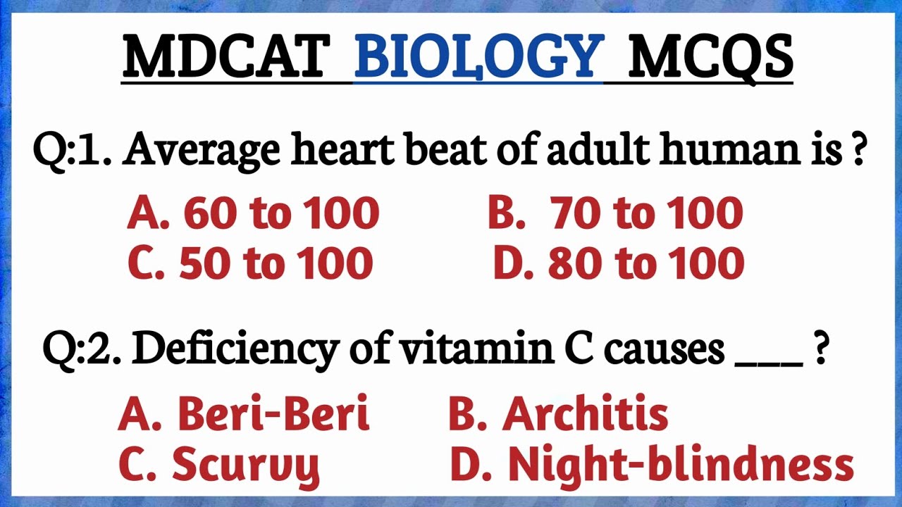 MDCAT biology mcqs | Top 30+ MDCAT mcqs | MDCAT questions with answers | - YouTube