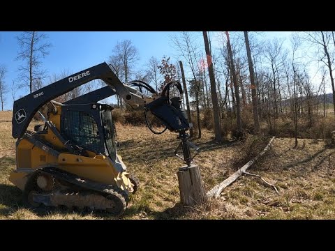 Spring is here! new stump shredder and dragging pastures - YouTube