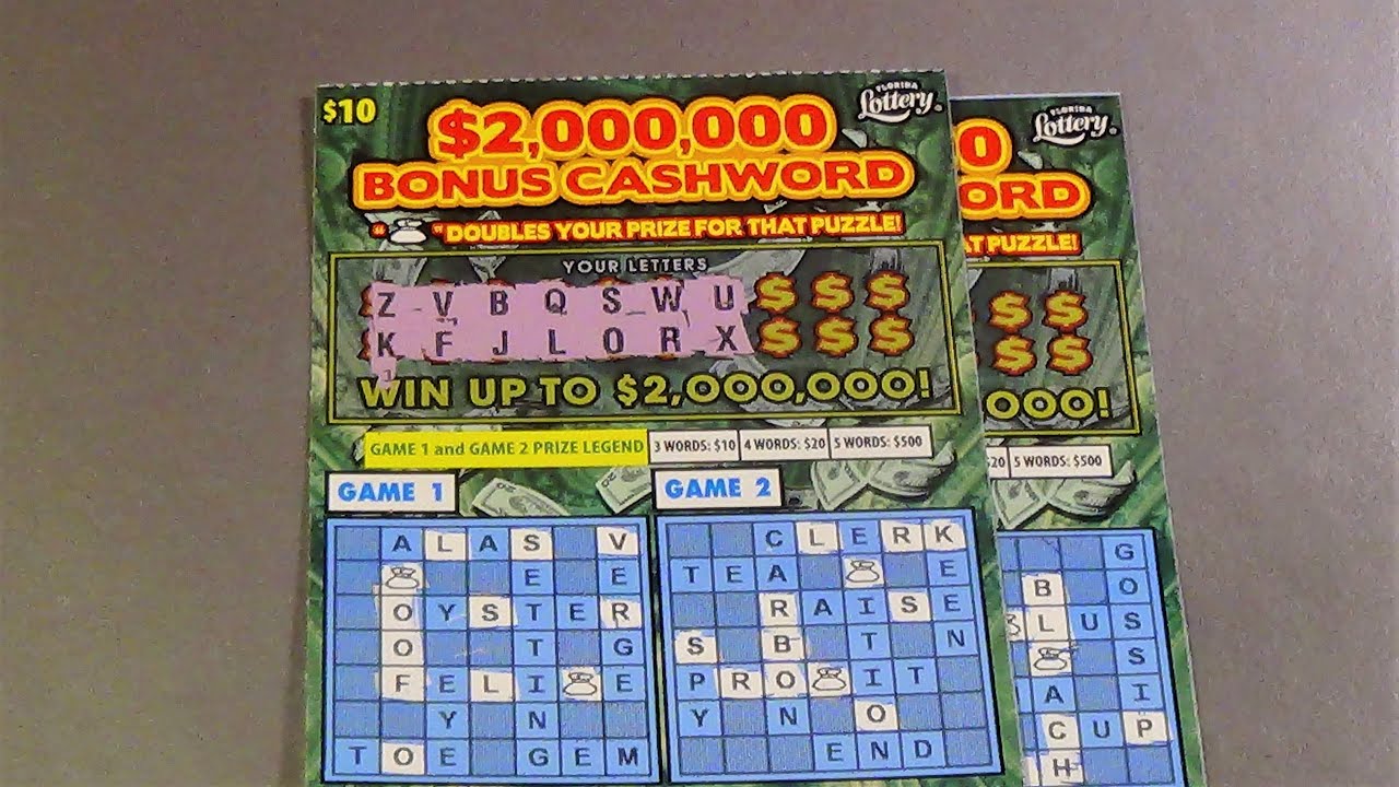 WORDS ON WED. 124: TWO $10 $2M BONUS CASHWORD Florida Lottery Scratch ...