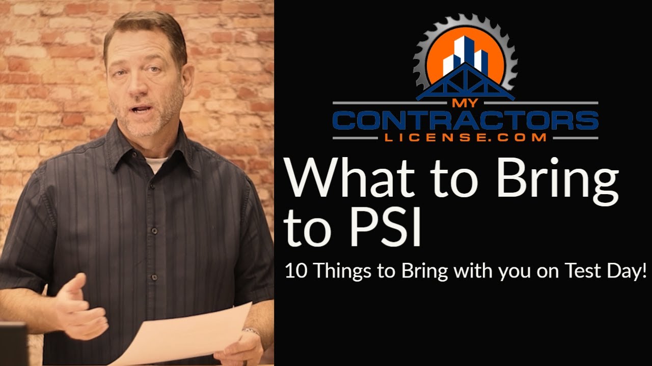 PSI Contractor Exams - What to Bring to PSI - YouTube