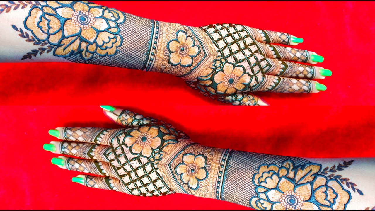 Back Full hand semi bridal henna designमेहंदी डिजाइन ll floral latest ...