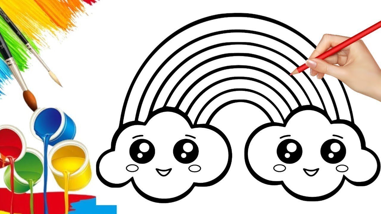 How to Draw a Rainbow and Clouds with Raindrops Easy 🌈🌧 - YouTube