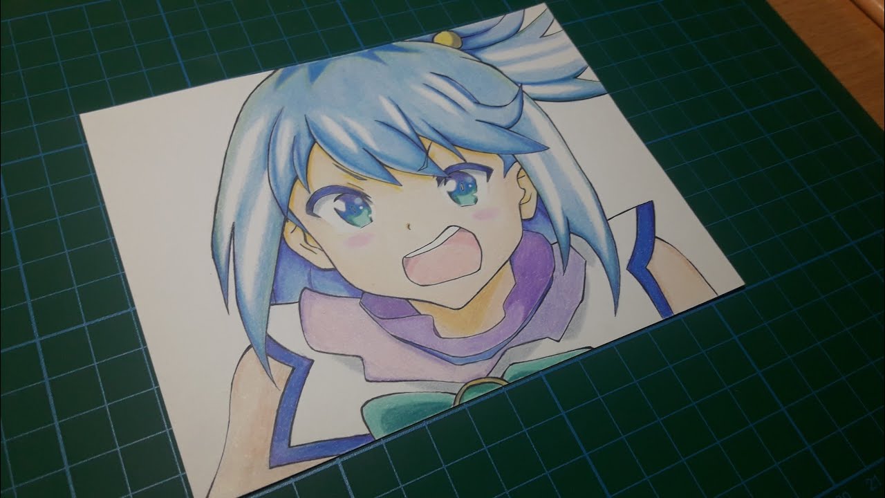 Anime drawing-Aqua-Konosuba - YouTube