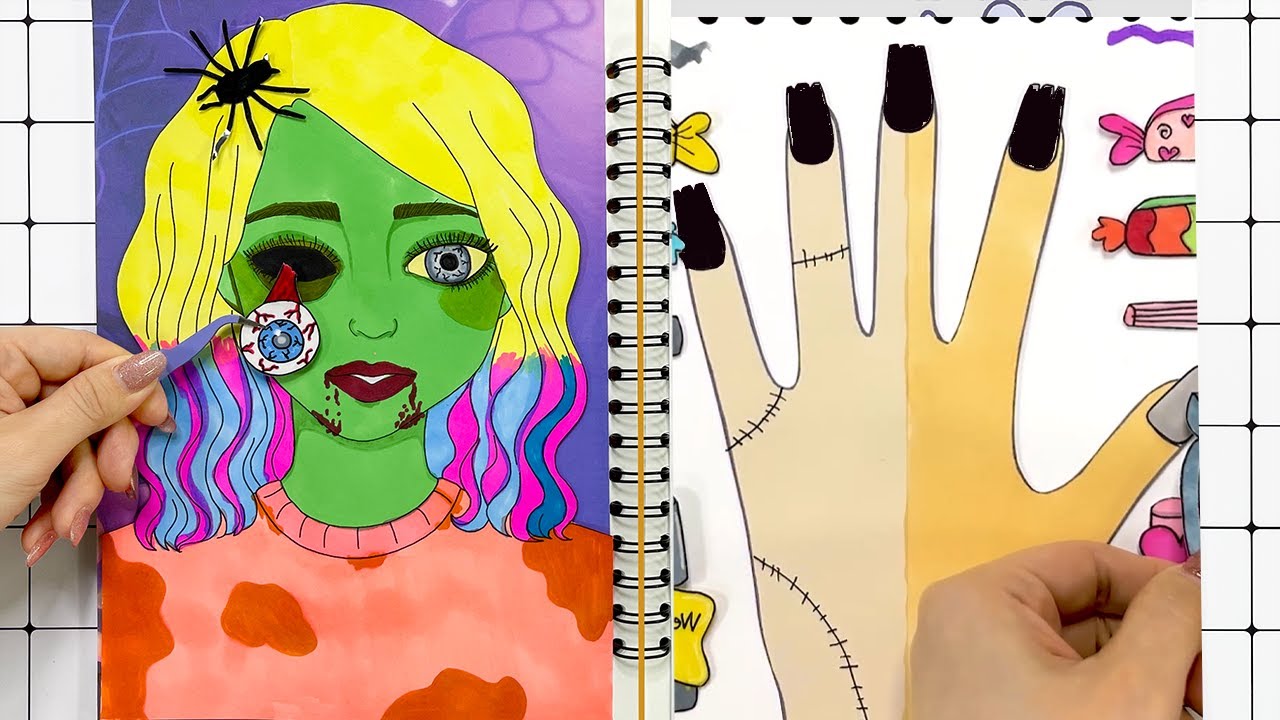 Paper DIY make up ! Create Enid Zombie look & Nail care #7 | Pomni ...