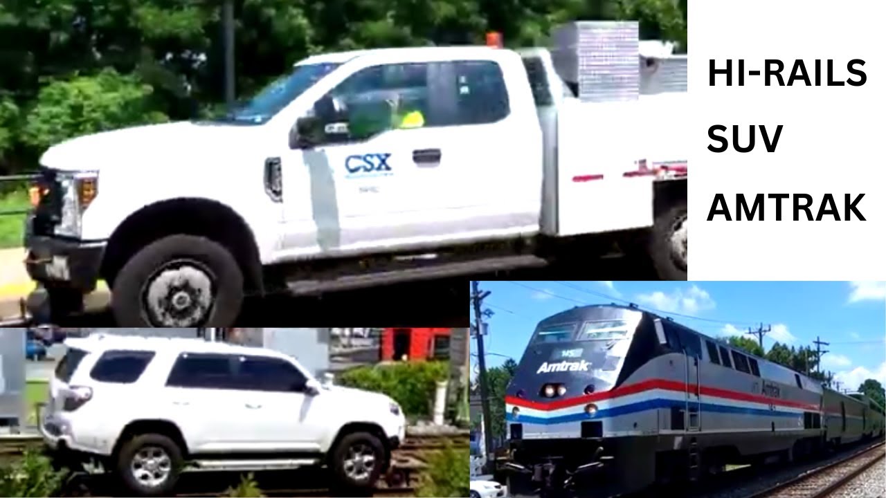 6 HI-RAIL TRUCKS & SUV & 1 AMTRAK - YouTube