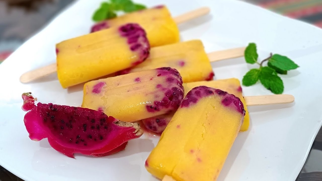 Es Loli Mangga dan Buah Naga / Mango Lassi / Es krim sehat untuk bayi ...