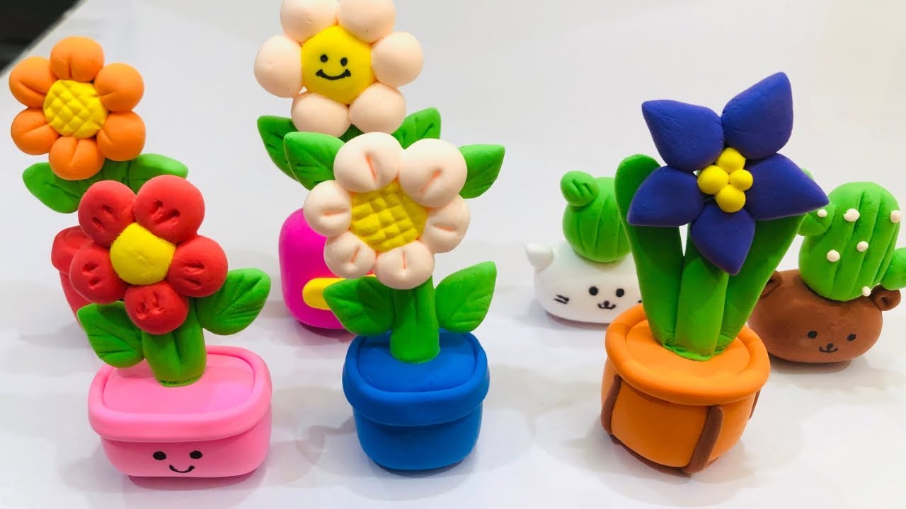 DIY How to Make Easy Flowers Pot with Polymer Clay | HAPPY KIDZ GAME ...