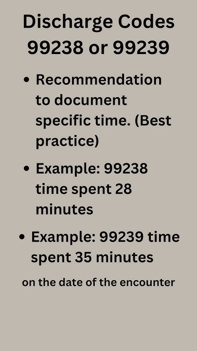 Discharge codes 99238 99239 - YouTube