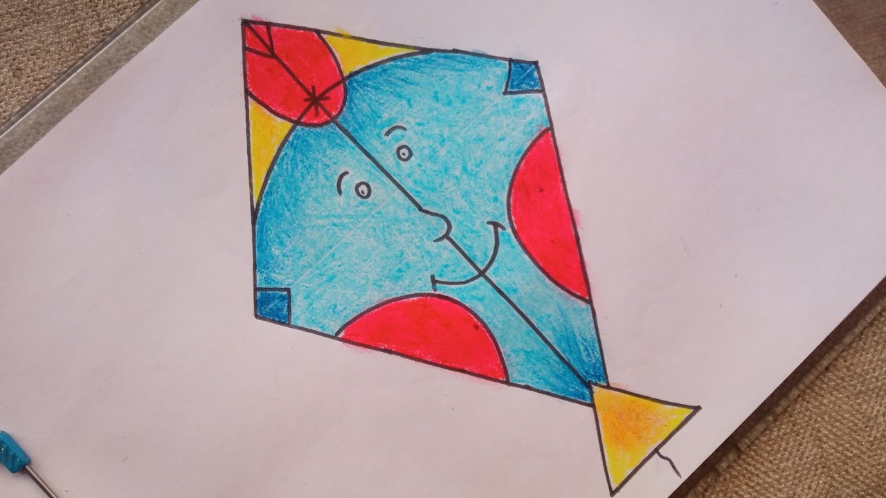 How To Draw Kite | Kite Drawing Easy | Easy &Simple Kite Drawing For ...