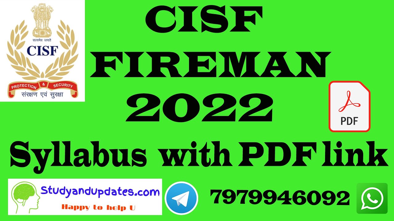 CISF fireman syllabus 2022 | CISF fireman syllabus pdf Download | CISF ...