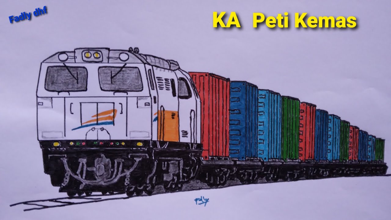 Drawing Container train | freight train drawing. - YouTube