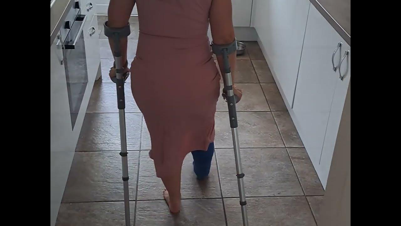 Crutching With A Broken Leg Long Leg Cast Llc Youtube