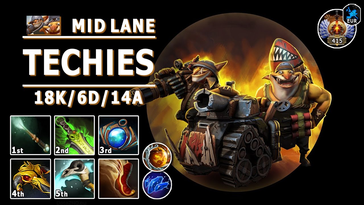 Techies Mid Lane | 7.32b | IMBA Blast + Mine Combo Pos 2 Techies Play ...