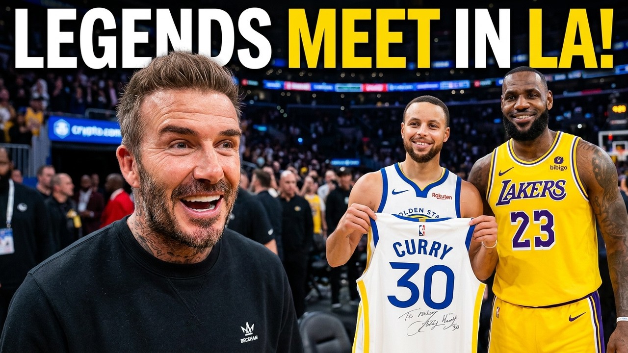 David Beckham Meets Stephen Curry & LeBron James in LA! - YouTube