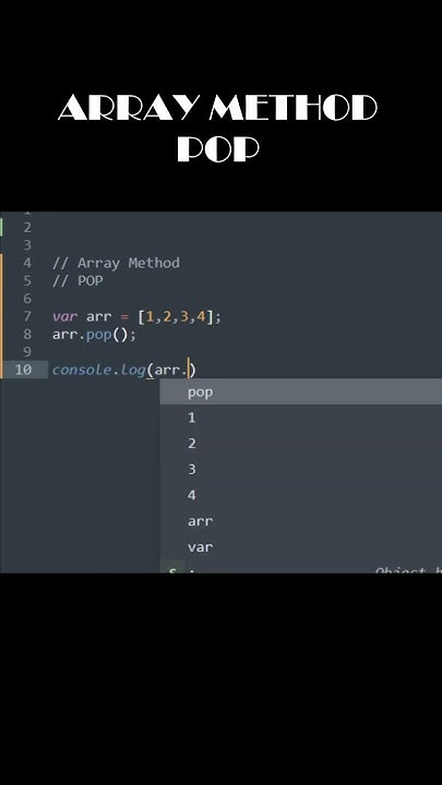 JAVASCRIPT ARRAY METHOD - POP - YouTube