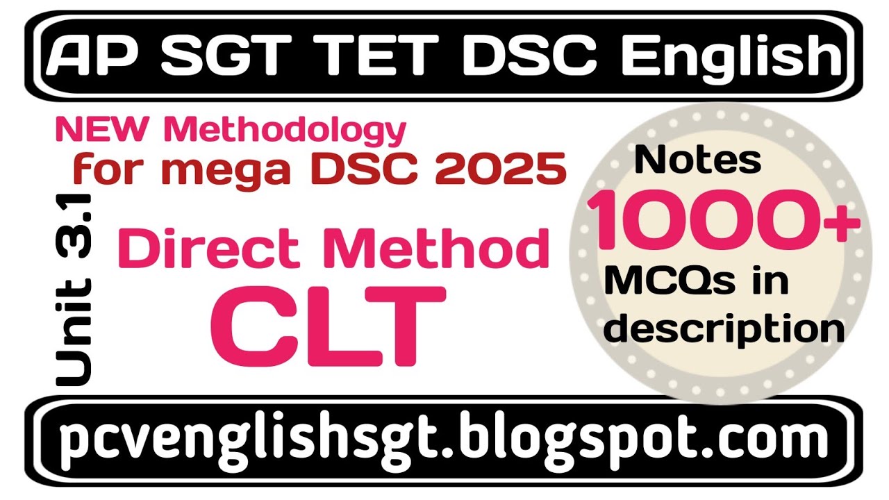 Direct Method CLT in Telugu I AP new SGT English Methodology Unit 3 ...