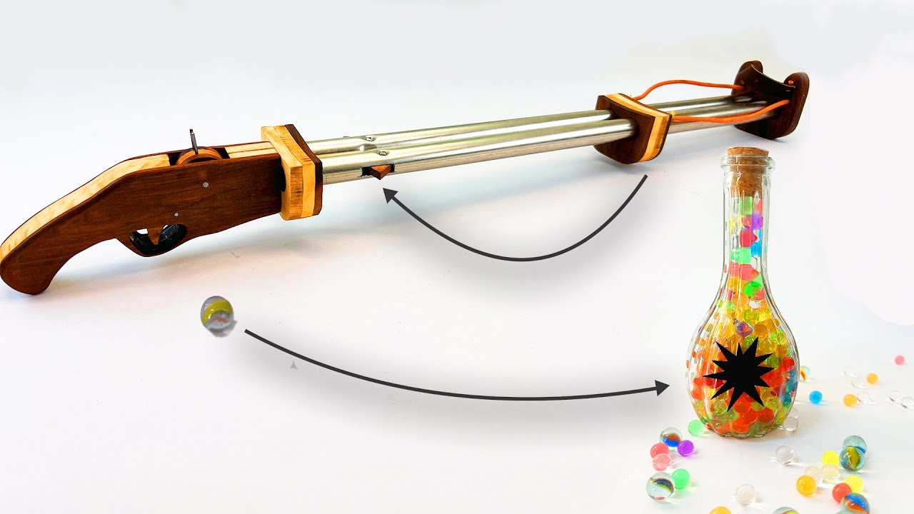 Powerful handmade slingshot - YouTube
