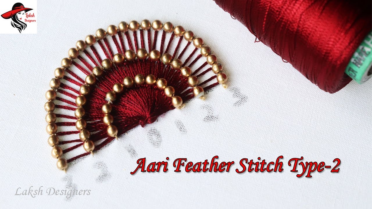 Aari Feather Stitch Type-2 tutorial for Beginners | aari work basic ...