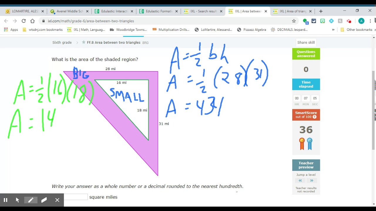 Area of a Shaded Region - Triangles - YouTube