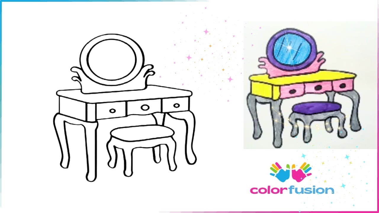How To draw a Cue Dressing Table For Kids | Easy Drawings | step by ...