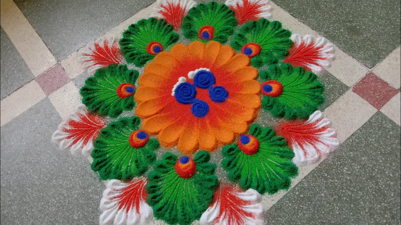 Simple navratri special rangoli 👣🌸#rangoli #navratri #garba # ...