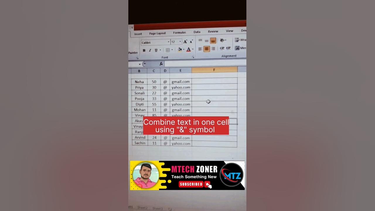 Combine text in one cell using "&"symbol in Excel #shorts #exceltutorial #exceltricks #exceltips ...