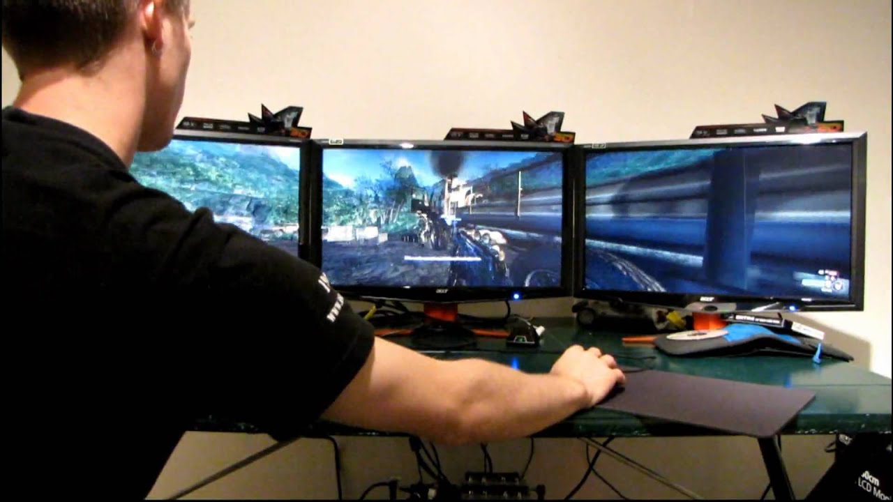 nVidia GeForce 3D Vision Surround Crysis Warhead Linus Tech Tips - YouTube