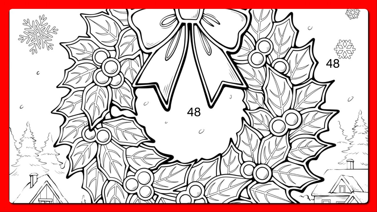 Color by Number Christmas Wreath Red Bow Color Oasis app #coloringbook ...