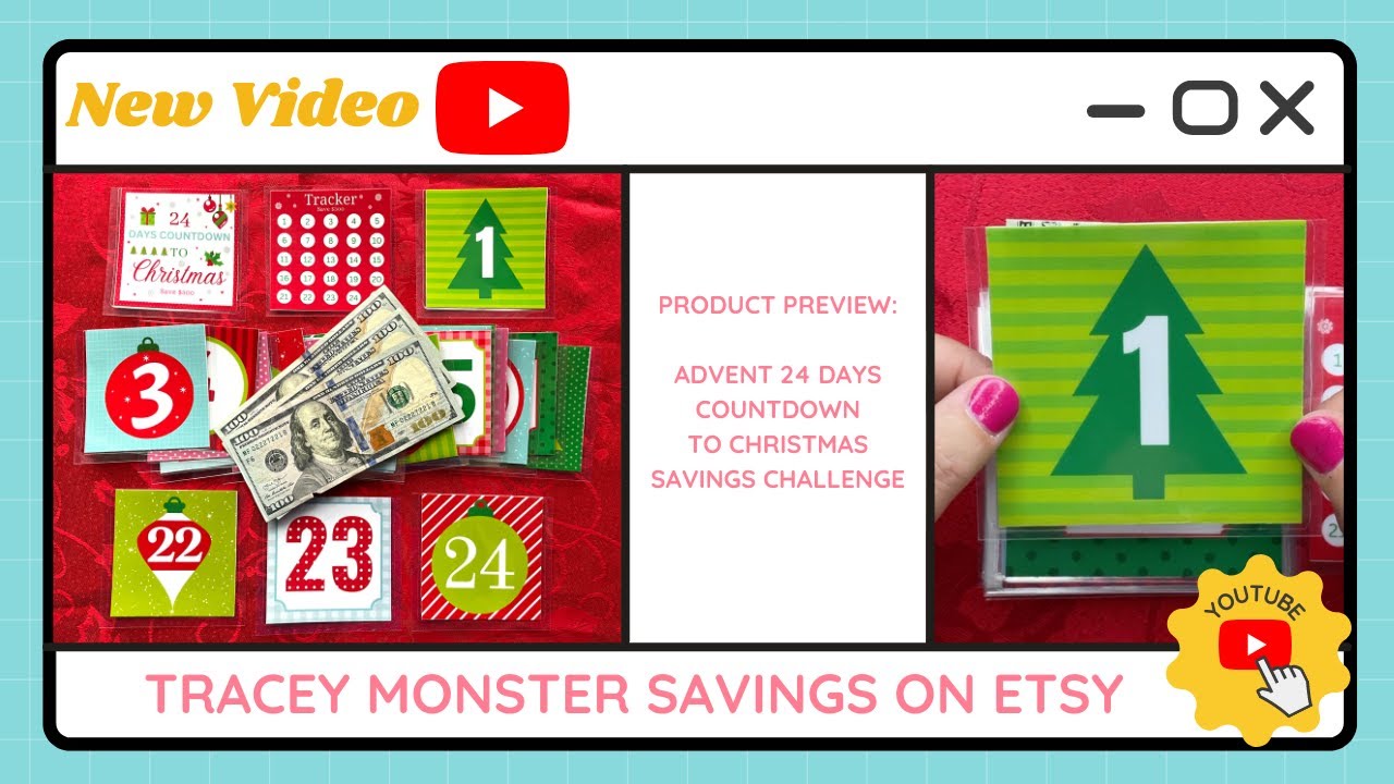 Advent 24 Days to Christmas Countdown Savings Challenge Laminated Mini ...