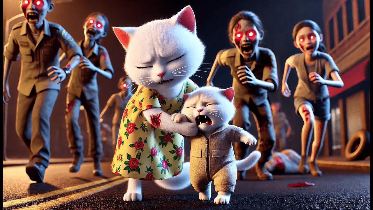 Father Cat and Mother Cat fight zombies to protect their kitten - YouTube