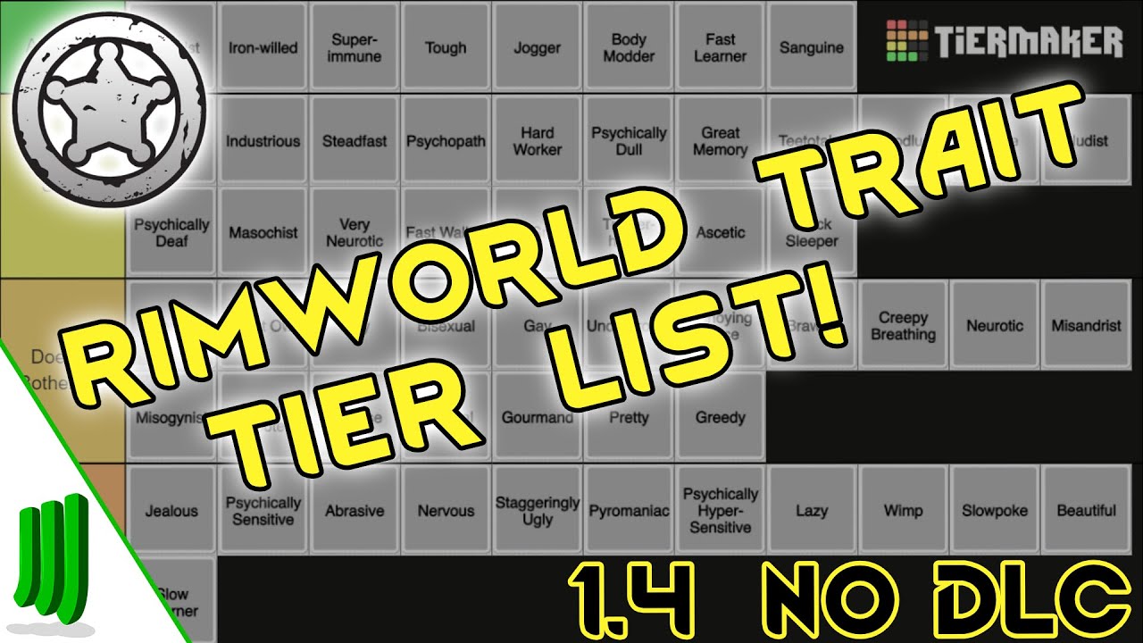 📝 Rimworld Trait Tier List! | 2023 | 1.4 NO DLC - YouTube
