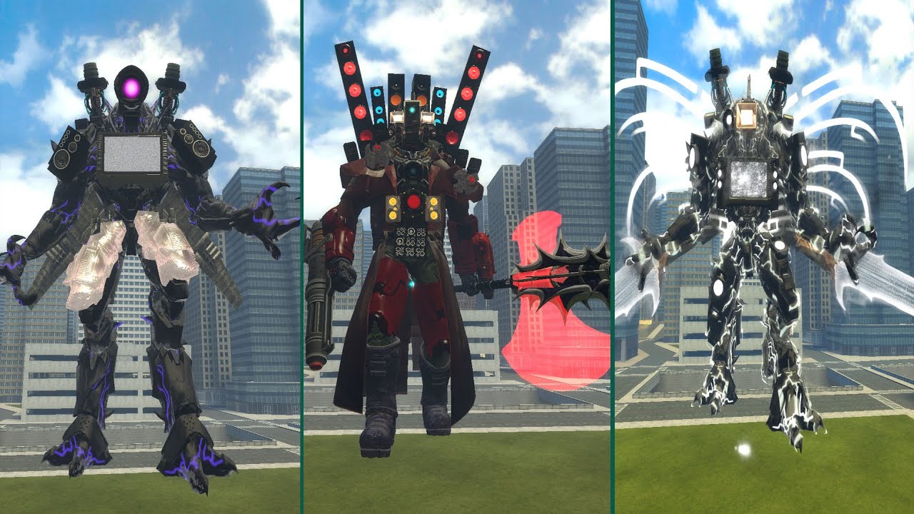 NEW WHITE TRI TITAN VS TRI TITAN UP GRATED AND SKIDIDI TOILET BOSS In ...