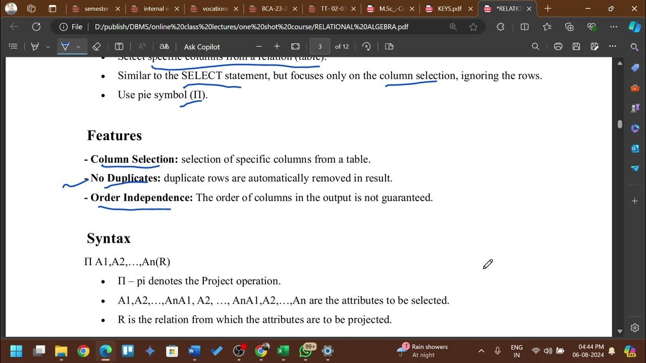 Relational Algebra- DBMS One Shot Series # 11 - YouTube