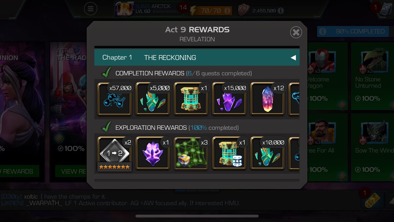 ACT 9.1 COMPLETION + EXPLORATION REWARDS - 3x 7 stars, Titan and more ...