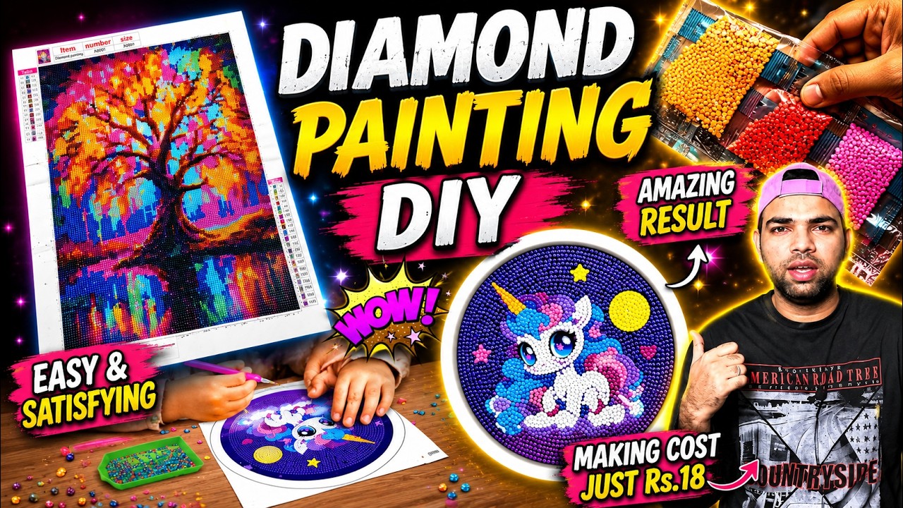 How to make Diamond Painting Art | DIY Art and Craft Kit | Learn | 5D ...