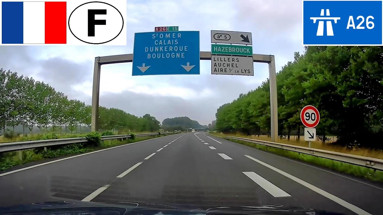 France: Autoroute A26 - J6 (Béthune) à J5 (Lillers) - YouTube