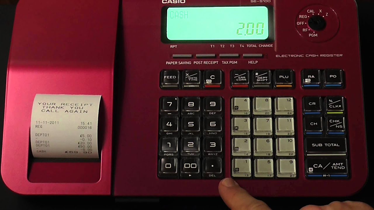 Casio se-s100 Cash register Tutorial - How to use the - button ( minus ...