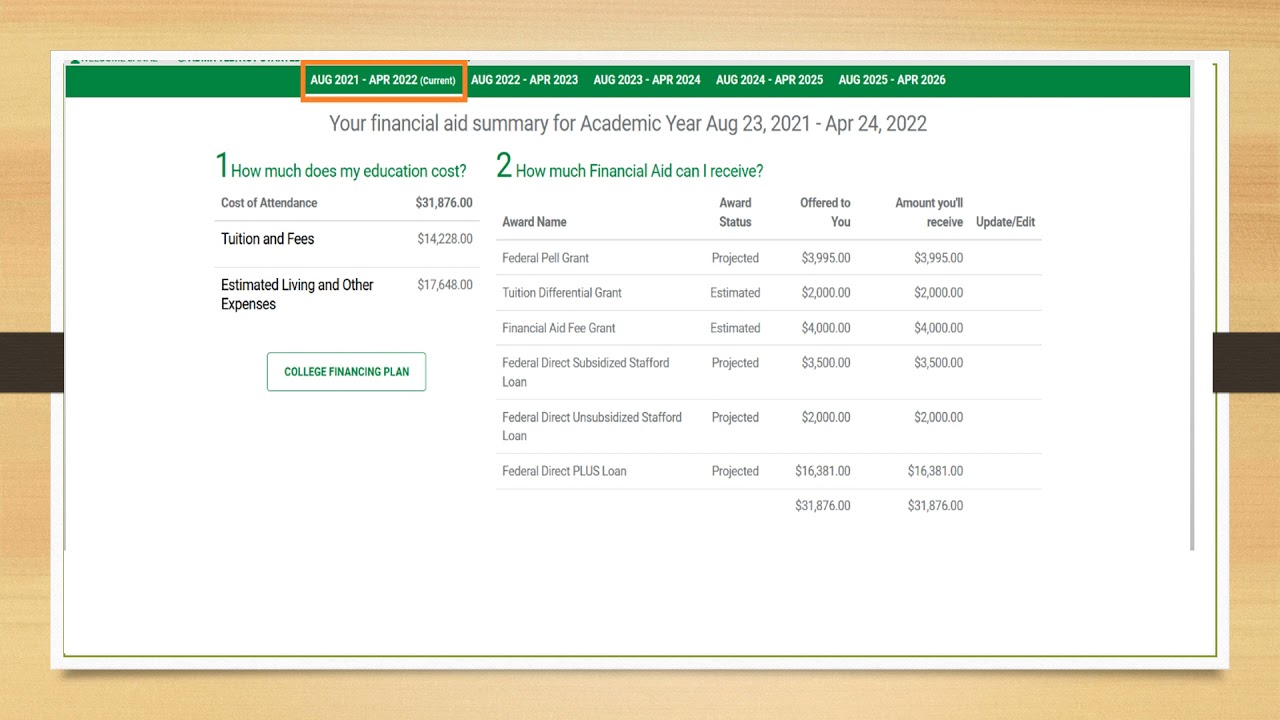 HOW TO VIEW YOUR FINANCIAL AID AWARDS - YouTube