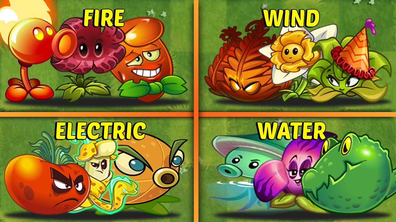 Random 4 Team WATER x WIND x FIRE x ELECTRIC Plants Battles - Who Will ...