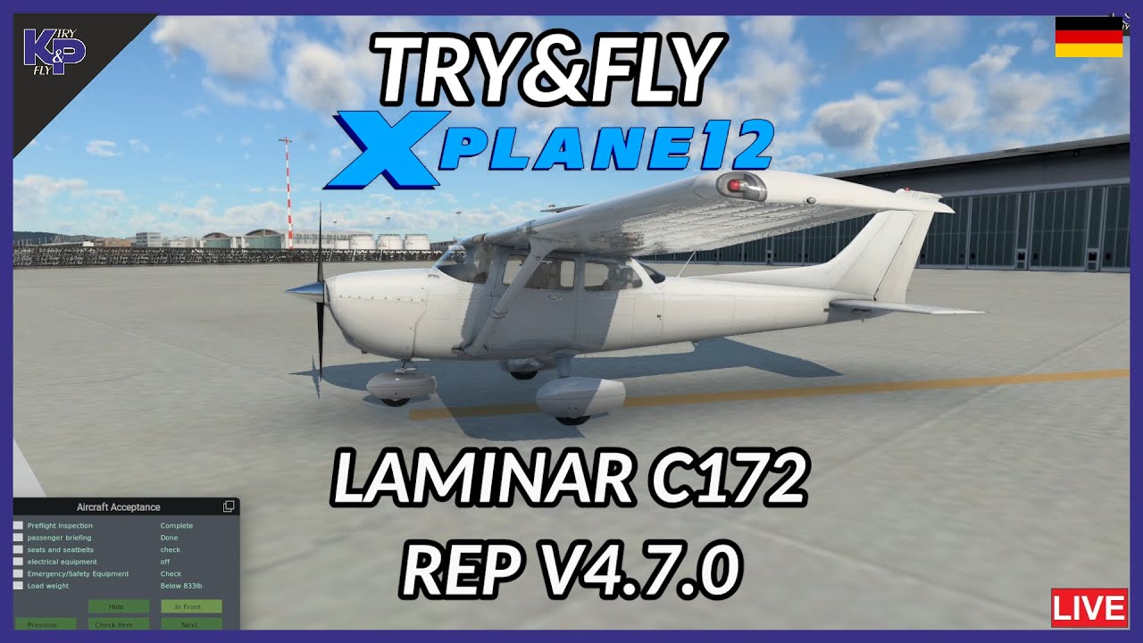 [XP12] TRY&FLY - LAMINAR C172 REP V4.7.0 - YouTube