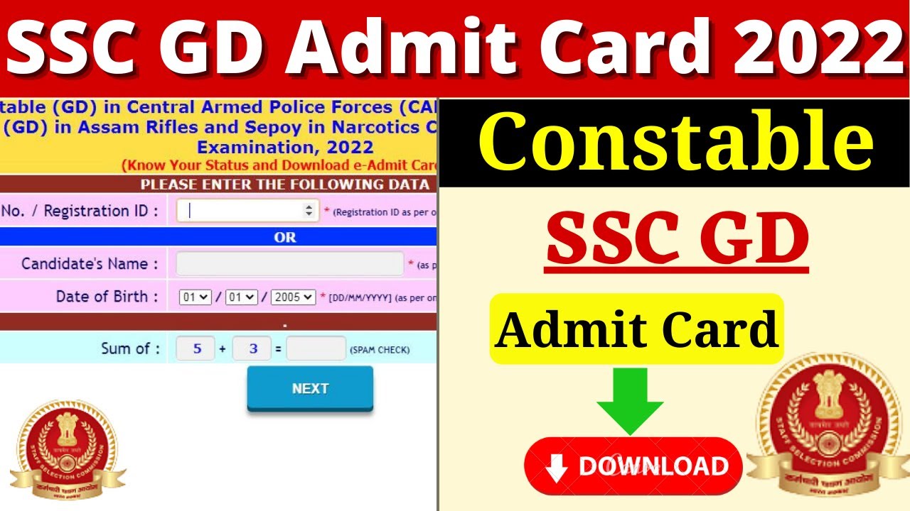 SSC Constable GD Admit Card 2022//How to download SSC GD Admit Card 2022 Odisha - YouTube