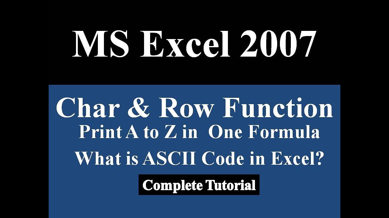 How To Use Char And Row Function In Excelchar Function In Excel With Example In Hindi Youtube 0570