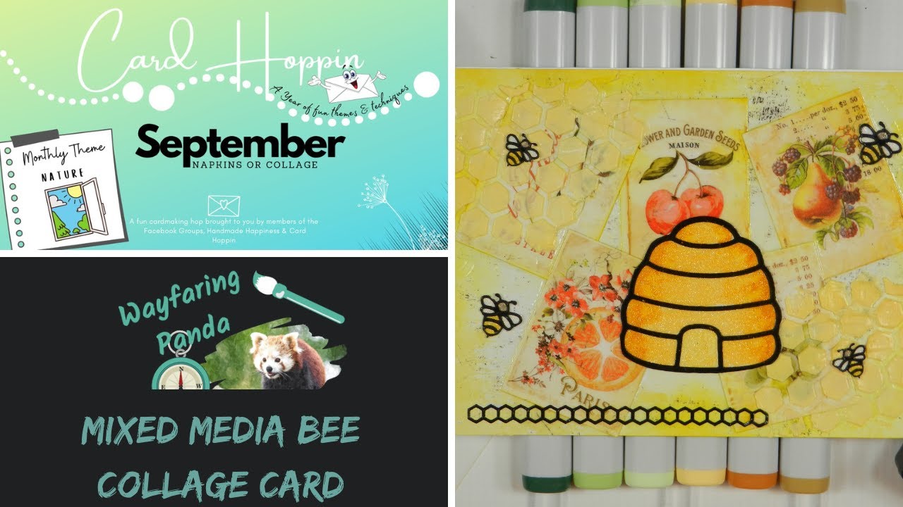 Mixed Media Bee Collage Card - YouTube