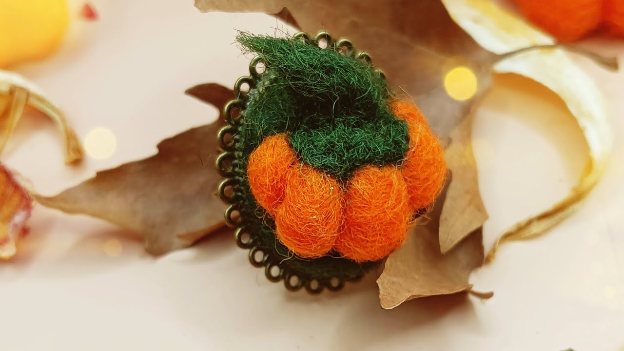 Needle felting pumpkin ring . Χειροποίητη Κολοκύθα σε δαχτυλίδι.# ...