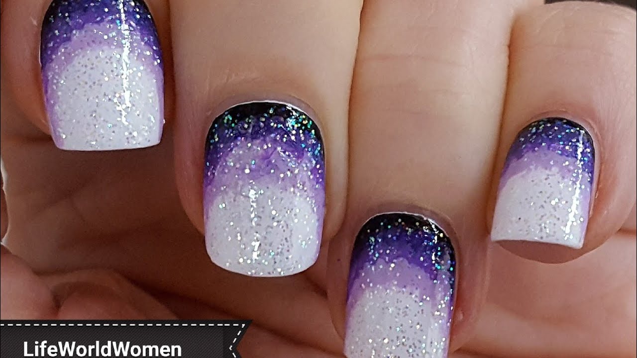 GRADIENT NAILS In Purple Using Nail Art Brush / Life World Women 2021 ...