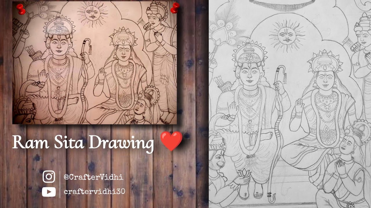 How to draw ram and sita | Ram Darbar #hindu #ram #sitaram #sita # ...