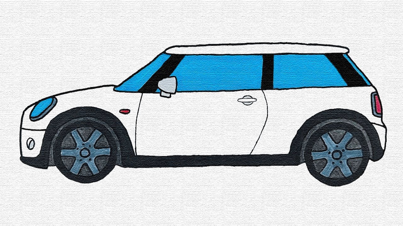 How to easy drawing Mini cooper for Kids - Children's Coloring Book ...